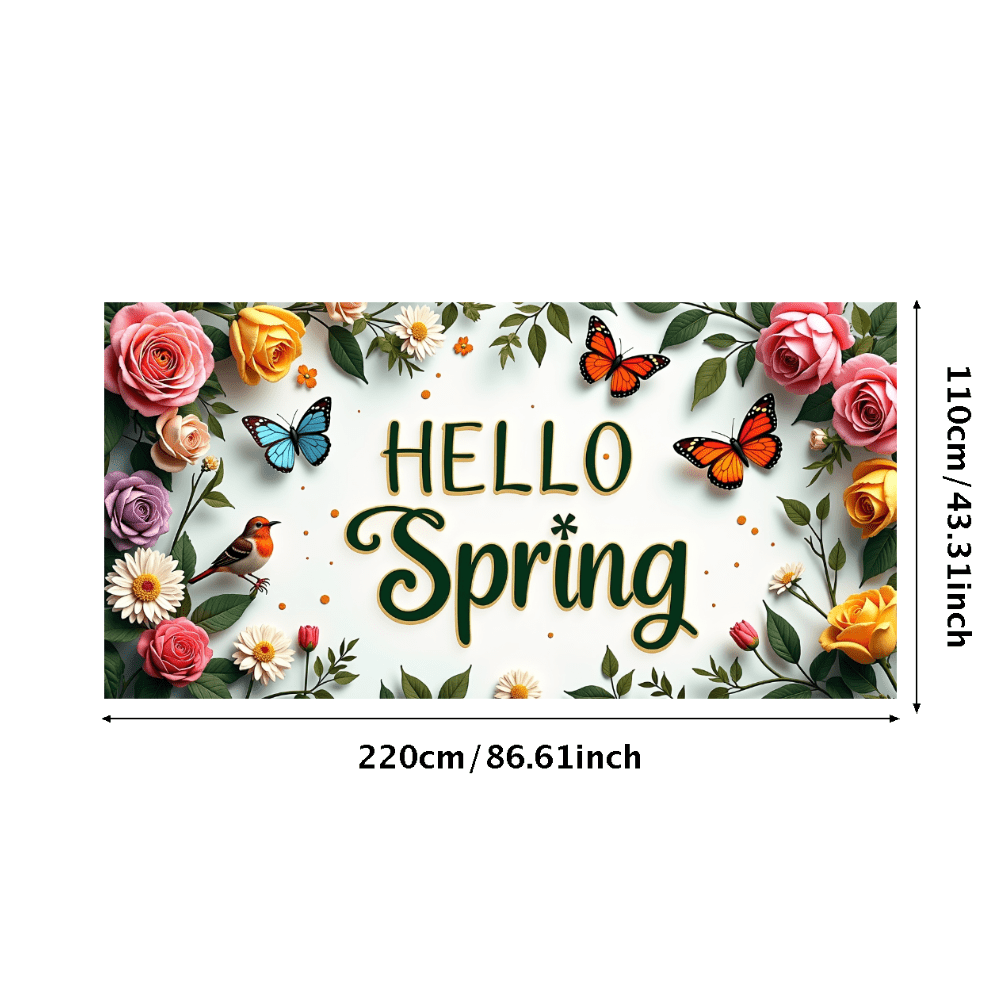 LUUFILx Spring Themed Banner Bright Floral Design Colorful Butterfly ...