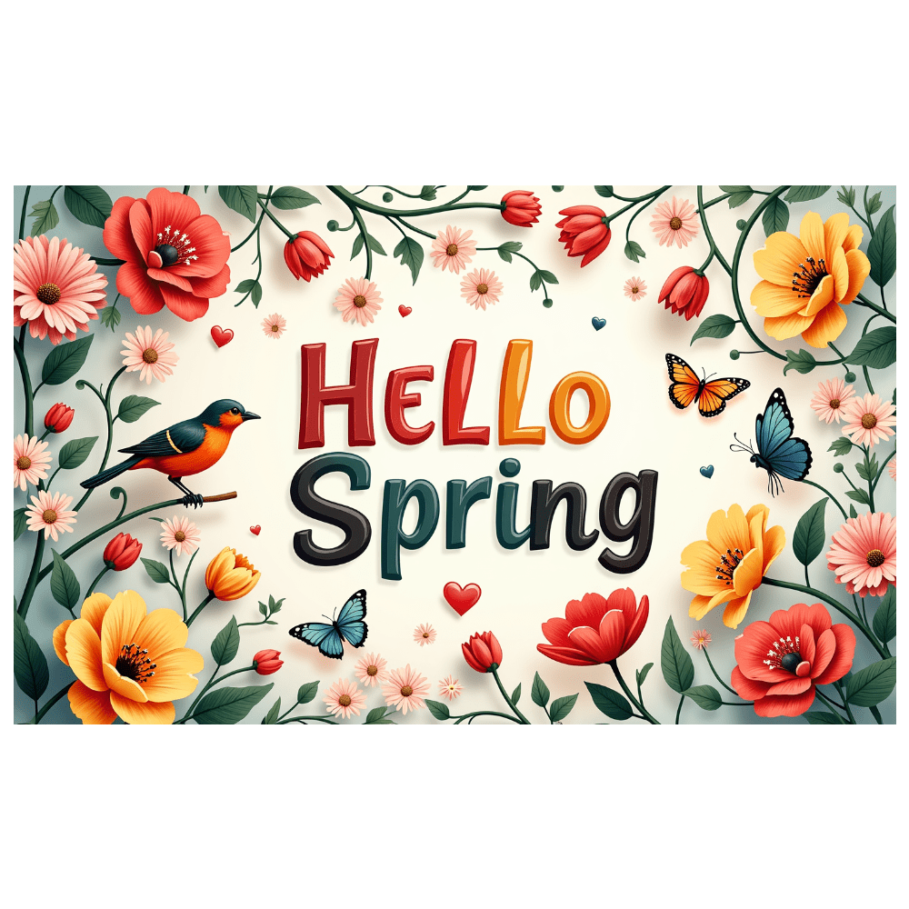 LUUFILx Spring Themed Banner Bright Floral Design Colorful Butterfly ...