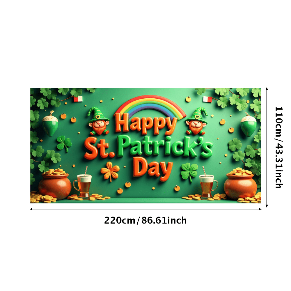 LUUFILx St Patricks Day Backdrop Banner Leprechaun Party Decor Lucky ...