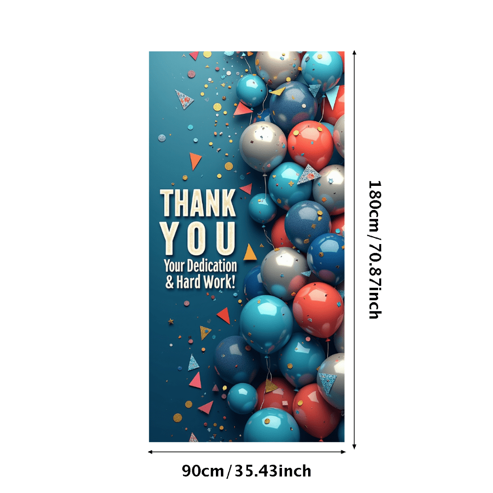 LUUFILx Teal Background Thank You Banner with Balloons and Confetti ...
