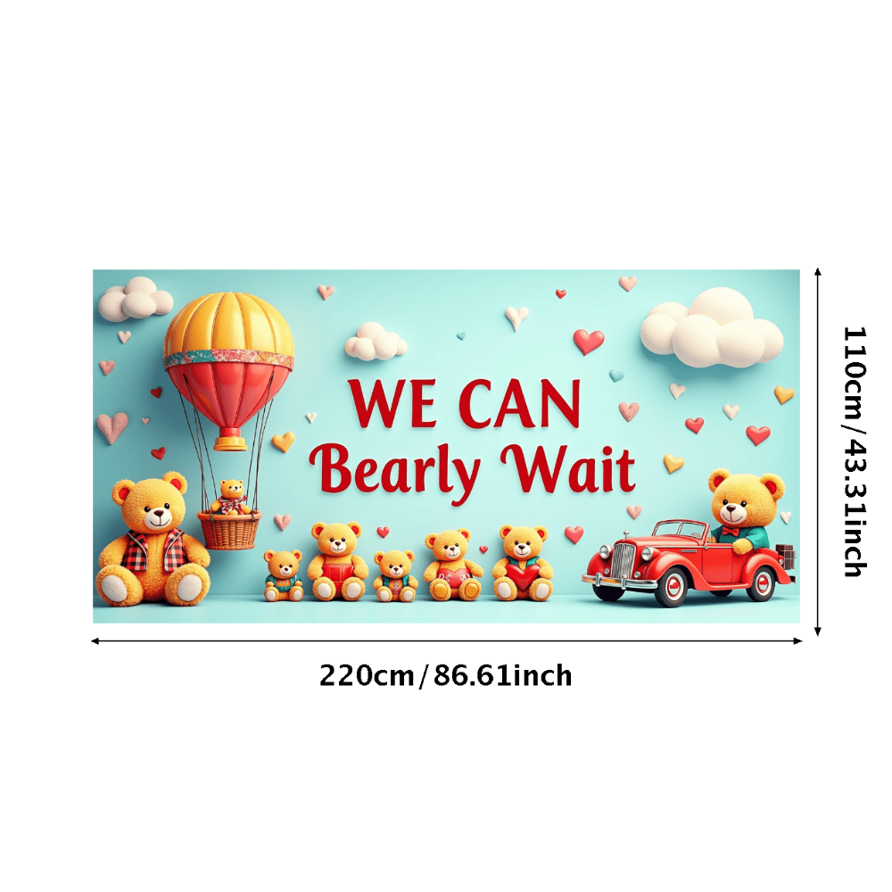 LUUFILx Teddy Bear We Can Bearly Wait Banner with Balloons Roses Baby ...