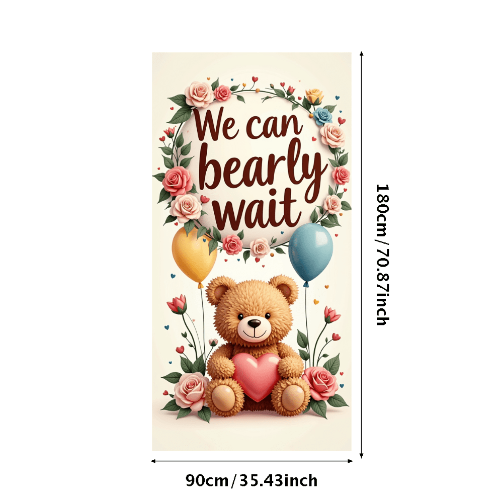 LUUFILx Teddy Bear We Can Bearly Wait Banner with Balloons Roses Baby ...