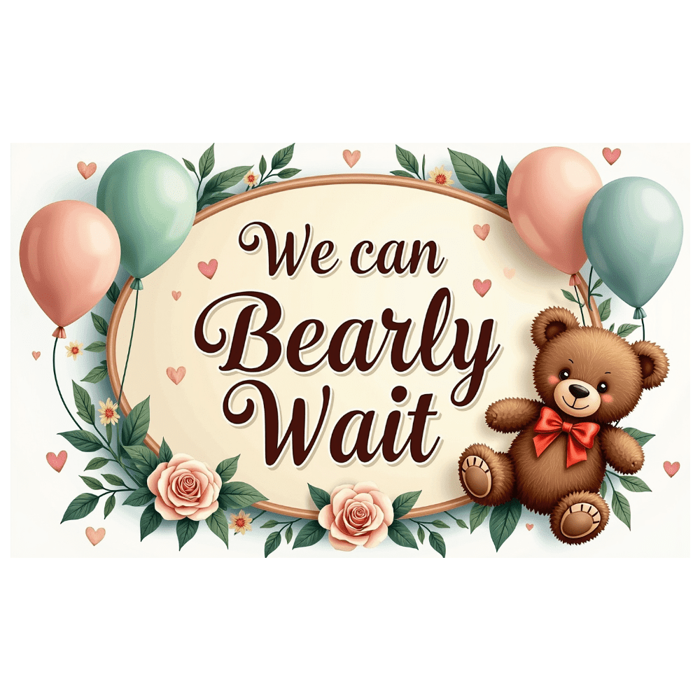 LUUFILx Teddy Bear We Can Bearly Wait Banner with Balloons Roses Baby ...