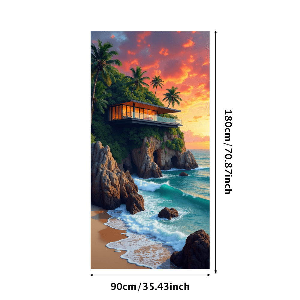 LUUFILx Tropical Beach Sunset Backdrop Banner Scenic Coastal Landscape ...