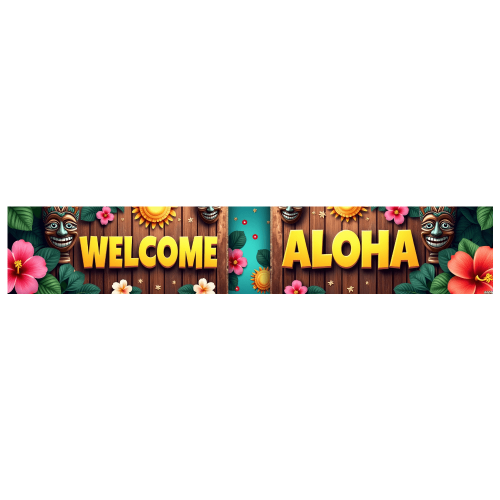 LUUFILx Tropical Hawaiian Welcome Banner Tiki Mask Backdrop Aloha Party ...