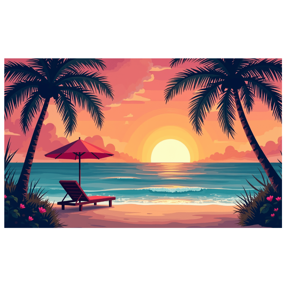 LUUFILx Tropical Sunset Beach Backdrop Hammock Scenery with Palm Trees ...