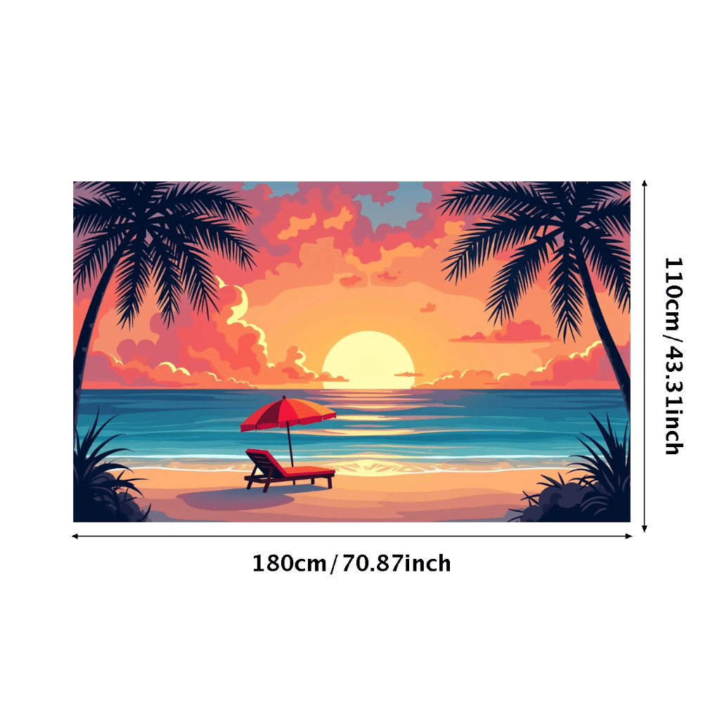 LUUFILx Tropical Sunset Beach Backdrop Hammock Scenery with Palm Trees ...