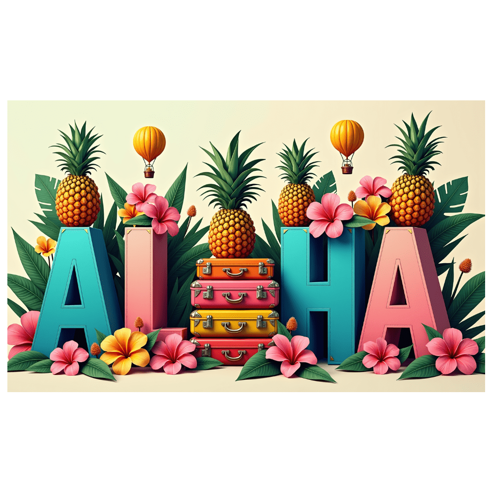 LUUFILx Tropical Themed Aloha Banner with Pineapple and Floral Elements ...