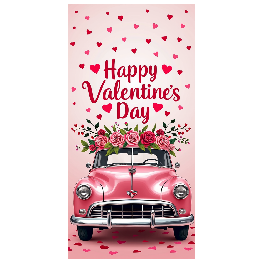 LUUFILx Valentine's Day Backdrop Background Romantic Car with Flowers ...