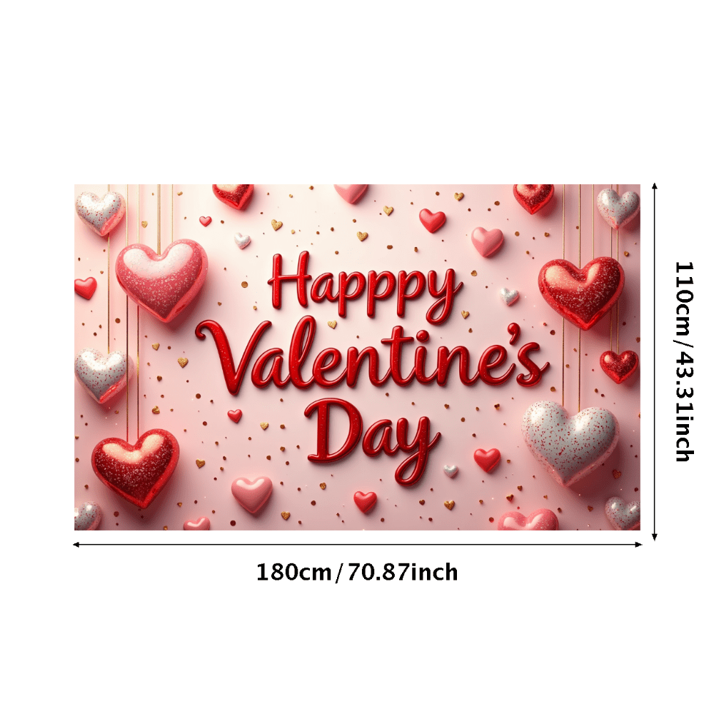 LUUFILx Valentine's Day Celebration Backdrop Heart Decorations Photography Props Romantic Party ...