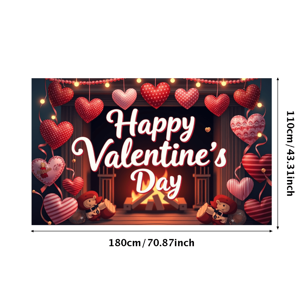 LUUFILx Valentine's Day Love Backdrop Cupid Heart Banner Wedding Party ...
