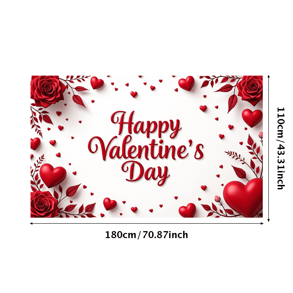 LUUFILx Valentine's Day Love Backdrop Cupid Heart Banner Wedding Party ...