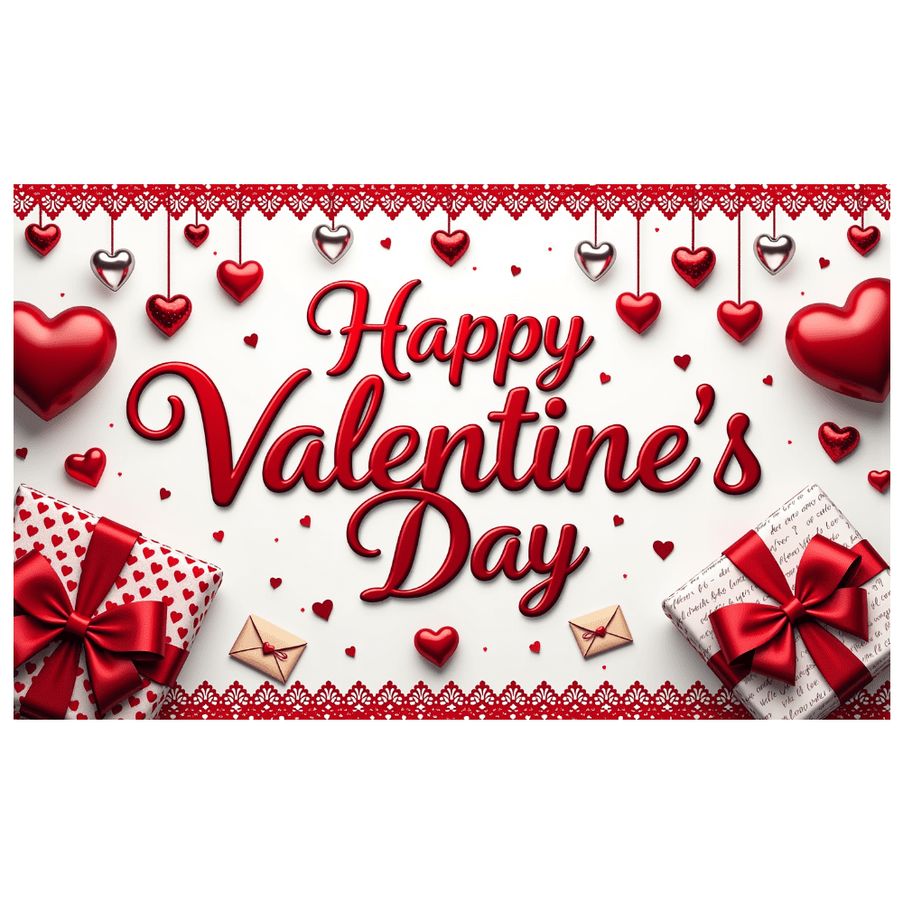 LUUFILx Valentine's Day Love Themed Fancy Backdrop Banner Romantic ...