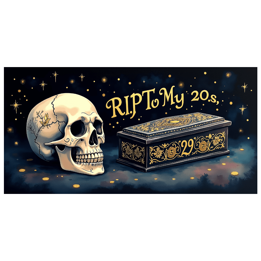 LUUFILx Vibrant Watercolor Themed Banner with Skull and Coffin Element ...