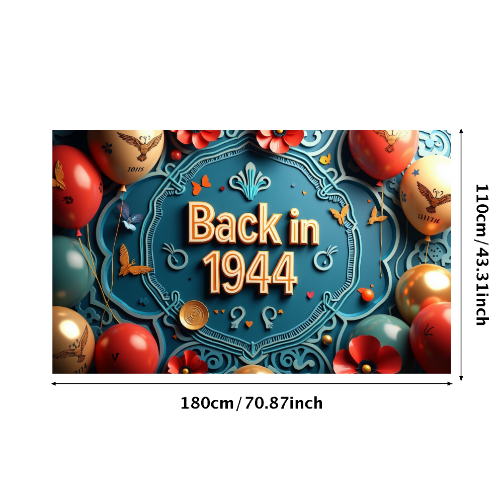 LUUFILx Vintage Themed Blue Backdrop Banner with Back in 1944 Text ...