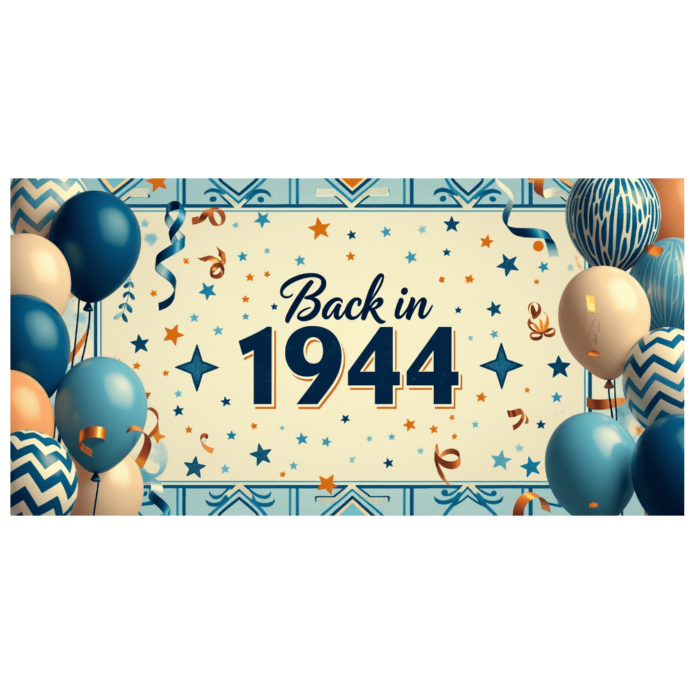 LUUFILx Vintage Themed Party Background Banner with 1944 Text, Balloon ...