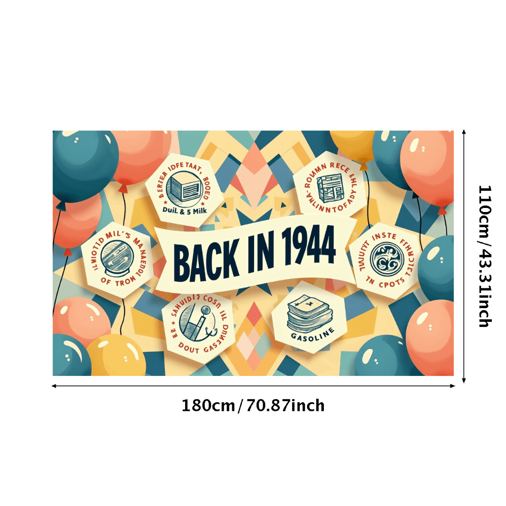 LUUFILx Vintage Themed Party Background Banner with 1944 Text, Balloon ...