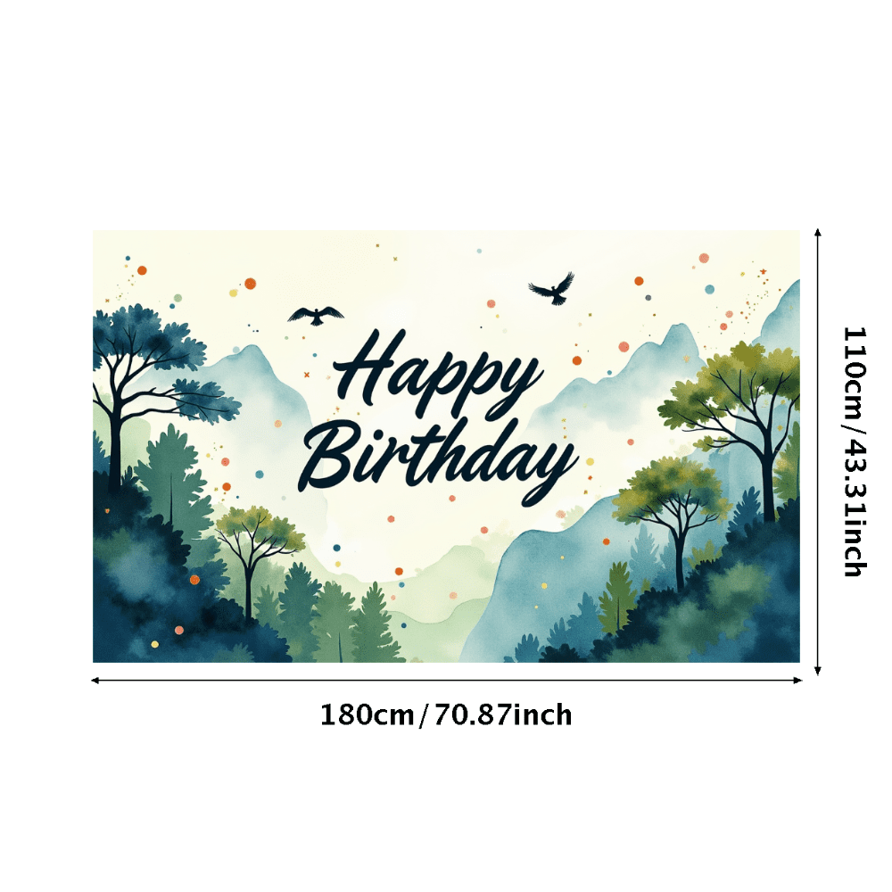 LUUFILx Watercolor Landscape Design Happy Birthday Banner Backdrop ...