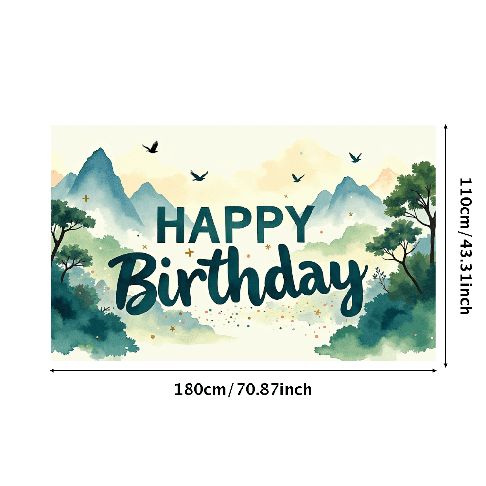 LUUFILx Watercolor Landscape Happy Birthday Banner Background Party ...