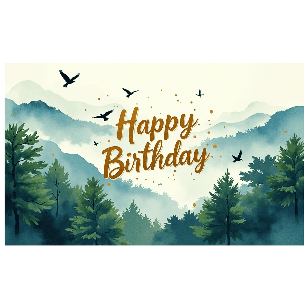 LUUFILx Watercolor Mountain Forest Design Happy Birthday Banner ...