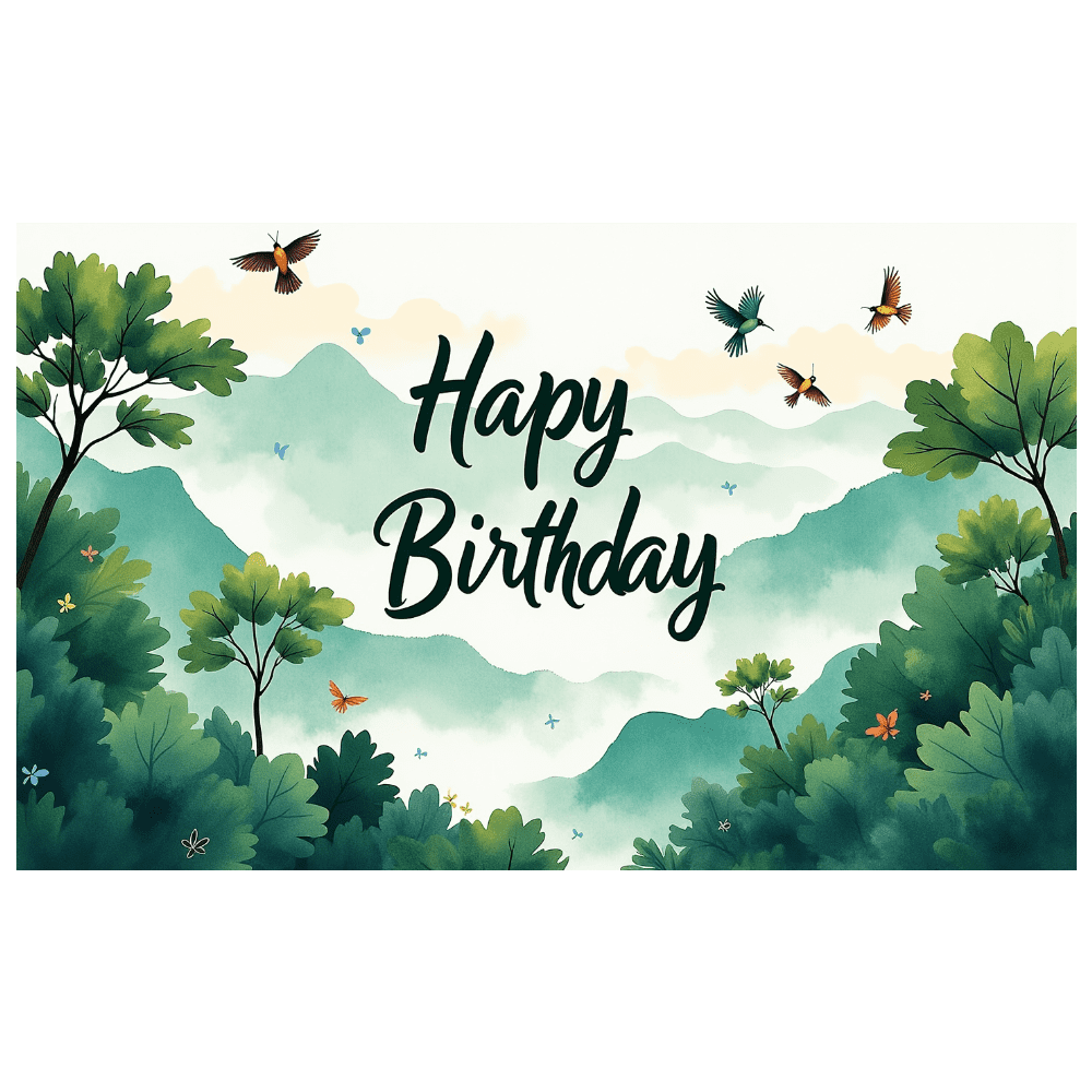 LUUFILx Watercolor Mountain Forest Themed Happy Birthday Banner ...