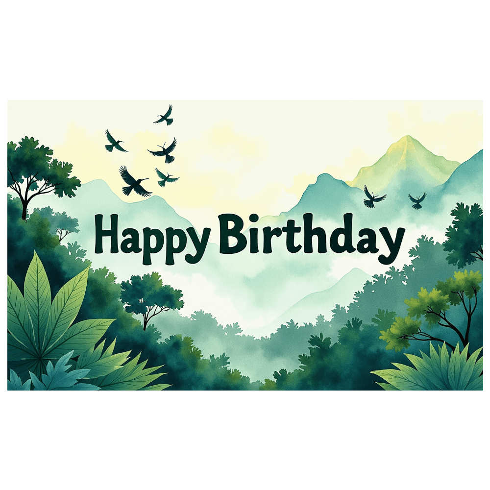 LUUFILx Watercolor Mountain Forest Themed Happy Birthday Banner ...