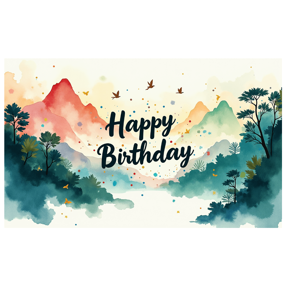 LUUFILx Watercolor Mountain Forest Themed Happy Birthday Banner Party ...