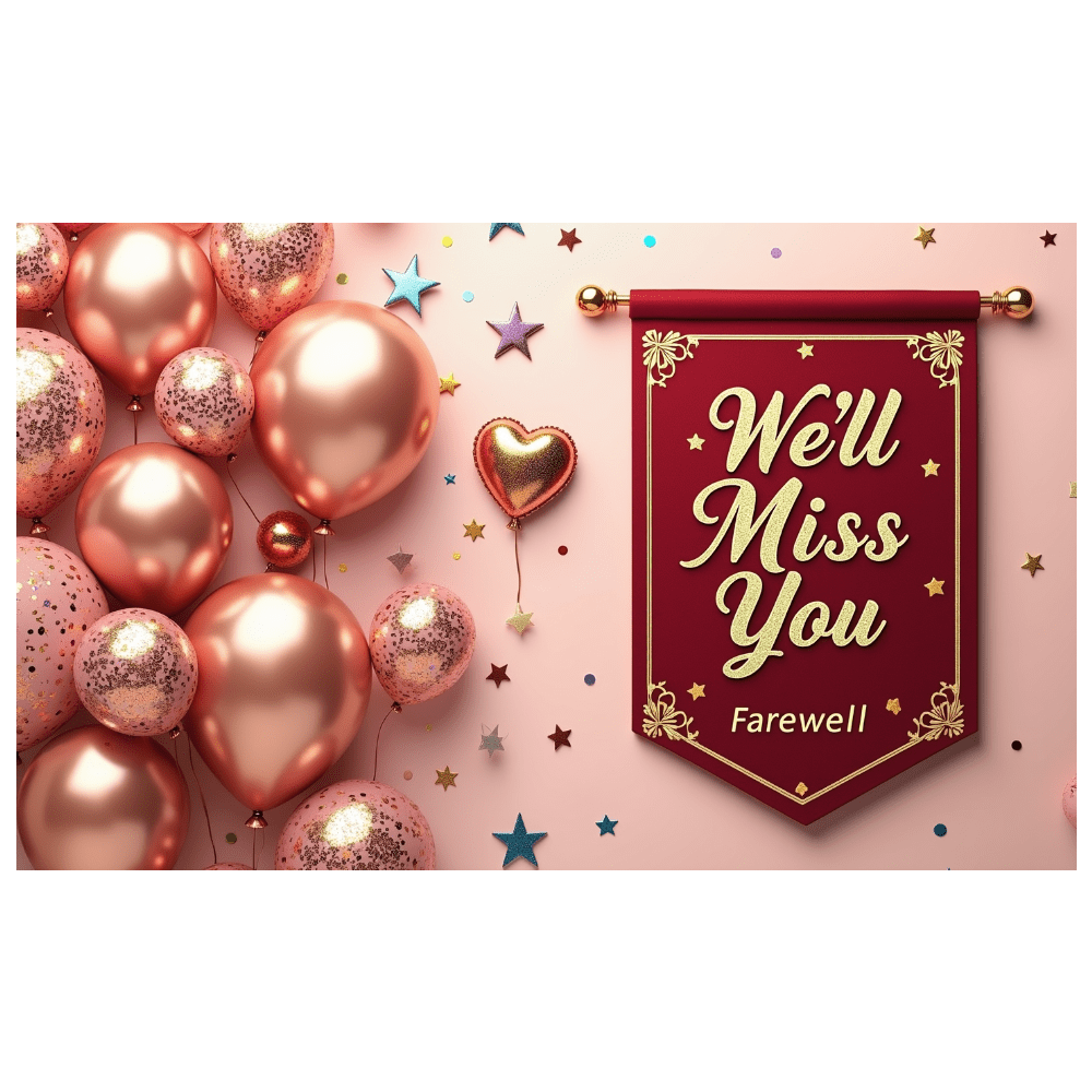 LUUFILx Watercolor Style Balloon Star Banner with We ll Miss You Text ...