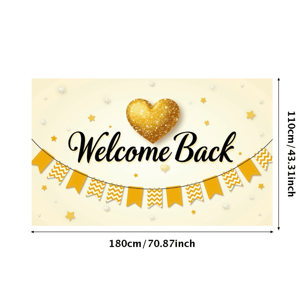 LUUFILx Welcome Back Banner Gold Heart Backdrop Party Decorations ...