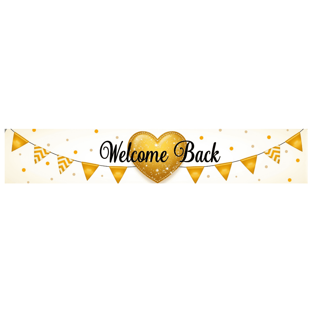 LUUFILx Welcome Back Banner Gold Heart Theme Backdrop Welcome Party ...