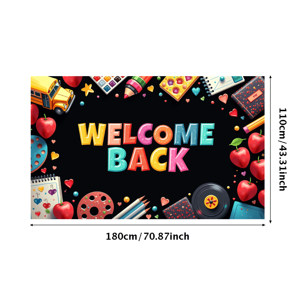 LUUFILx Welcome Back School Bus Crayons Art Welcome Banner Backdrop ...