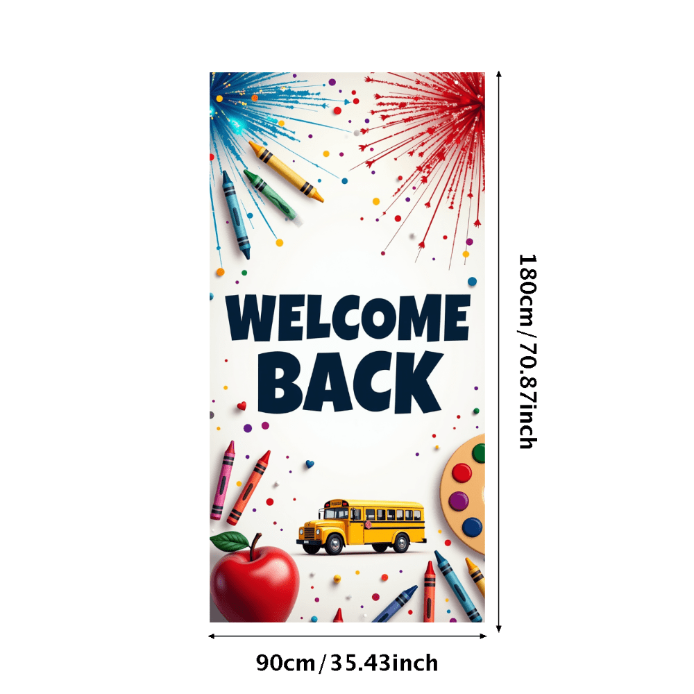 LUUFILx Welcome Back School Bus Crayons Art Welcome Banner Backdrop ...