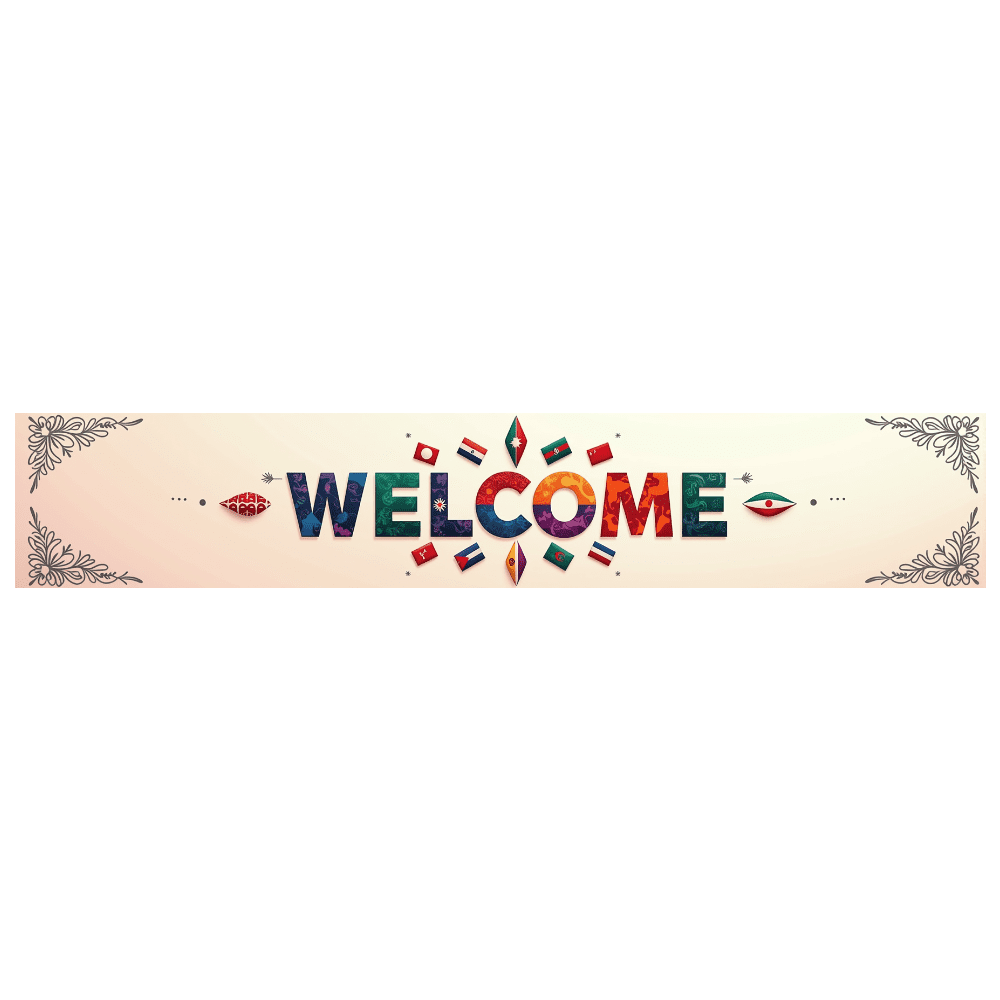 LUUFILx Welcome Banner with International Flags Circular Design ...