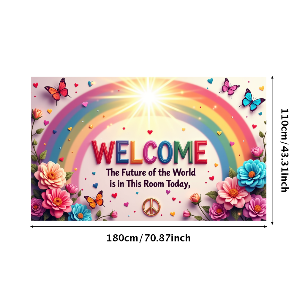 LUUFILx Welcome Banner Rainbow Theme Classroom Decor Colorful Backdrop ...