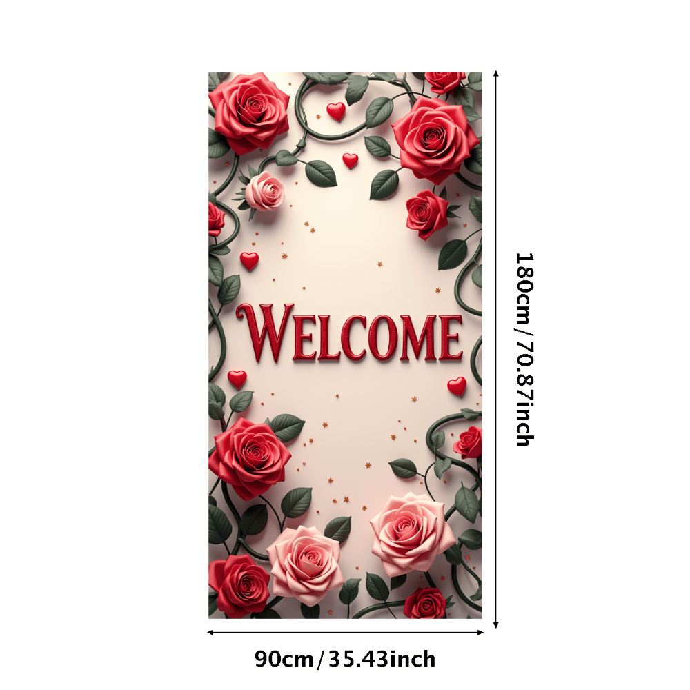 LUUFILx Welcome Floral Banner Roses Backdrop Party Background Venue ...