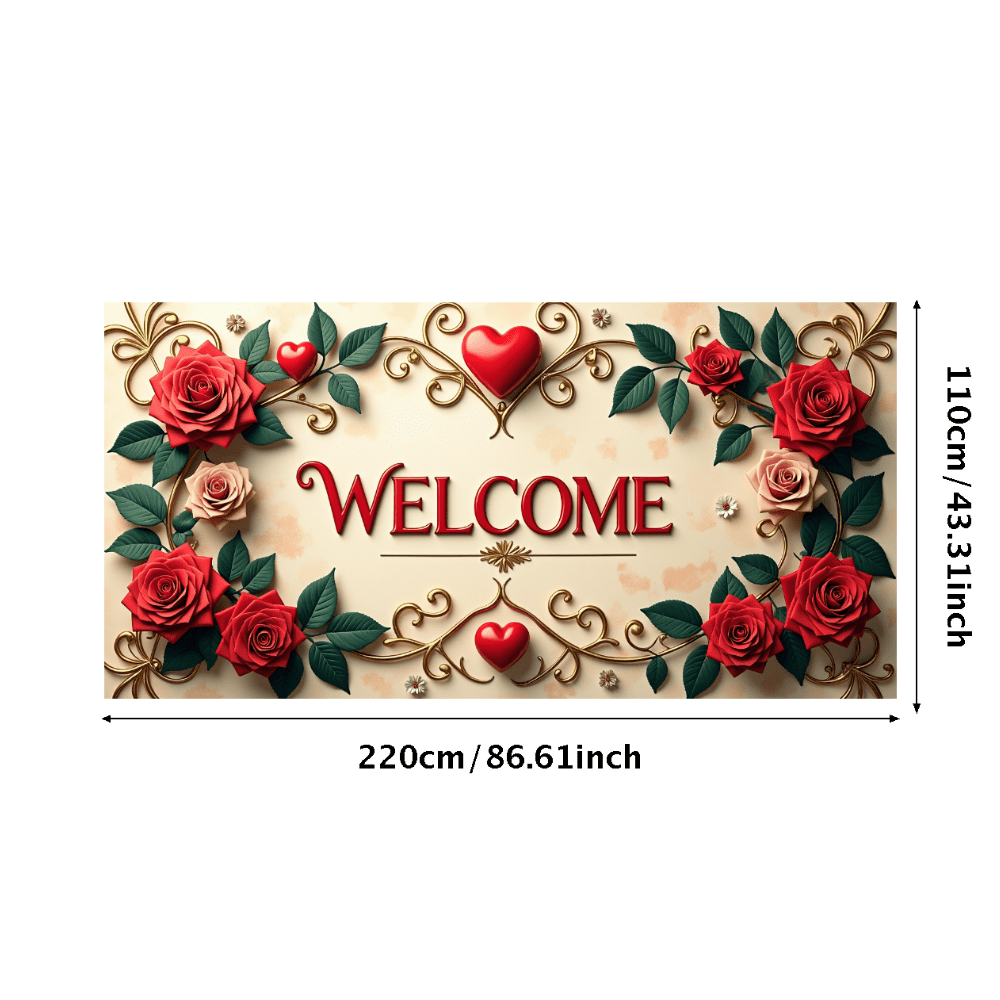 LUUFILx Welcome Floral Banner Roses Backdrop Party Background Venue ...