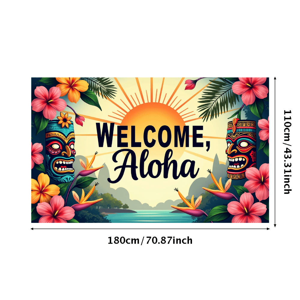 LUUFILx Welcome Hawaii Tiki Party Backdrop Banner Aloha Luau Decor ...
