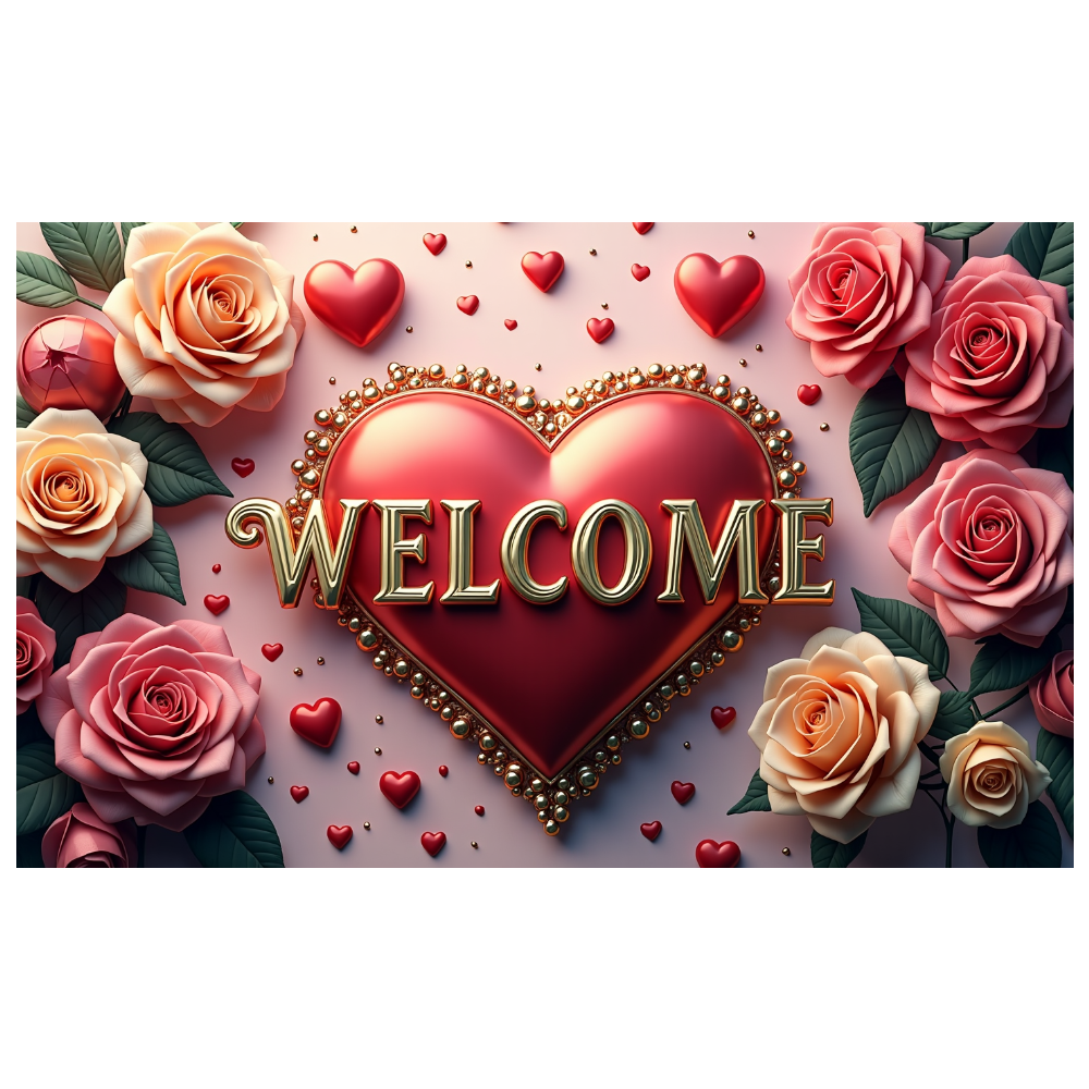 LUUFILx Welcome Heart Shaped Rose Floral Welcome Banner Romantic ...