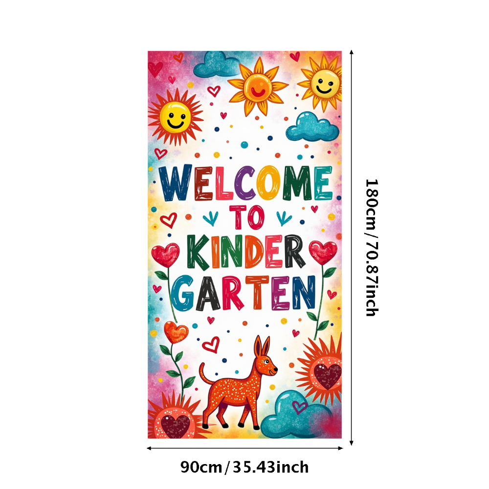 LUUFILx Welcome to Kindergarten Banner with Colorful Happy Sun Animal ...