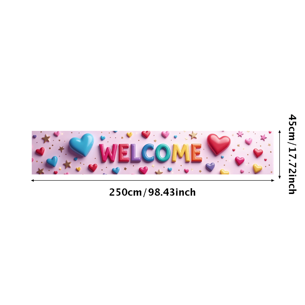 LUUFILx Welcome Party Banner Colorful Hearts Stars Backdrop Background ...