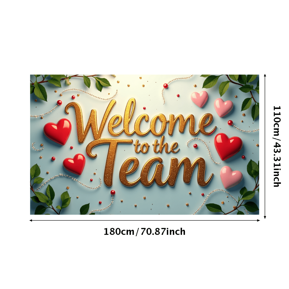 LUUFILx Welcome To The Team Banner Red Heart Design Decoration Ribbon ...