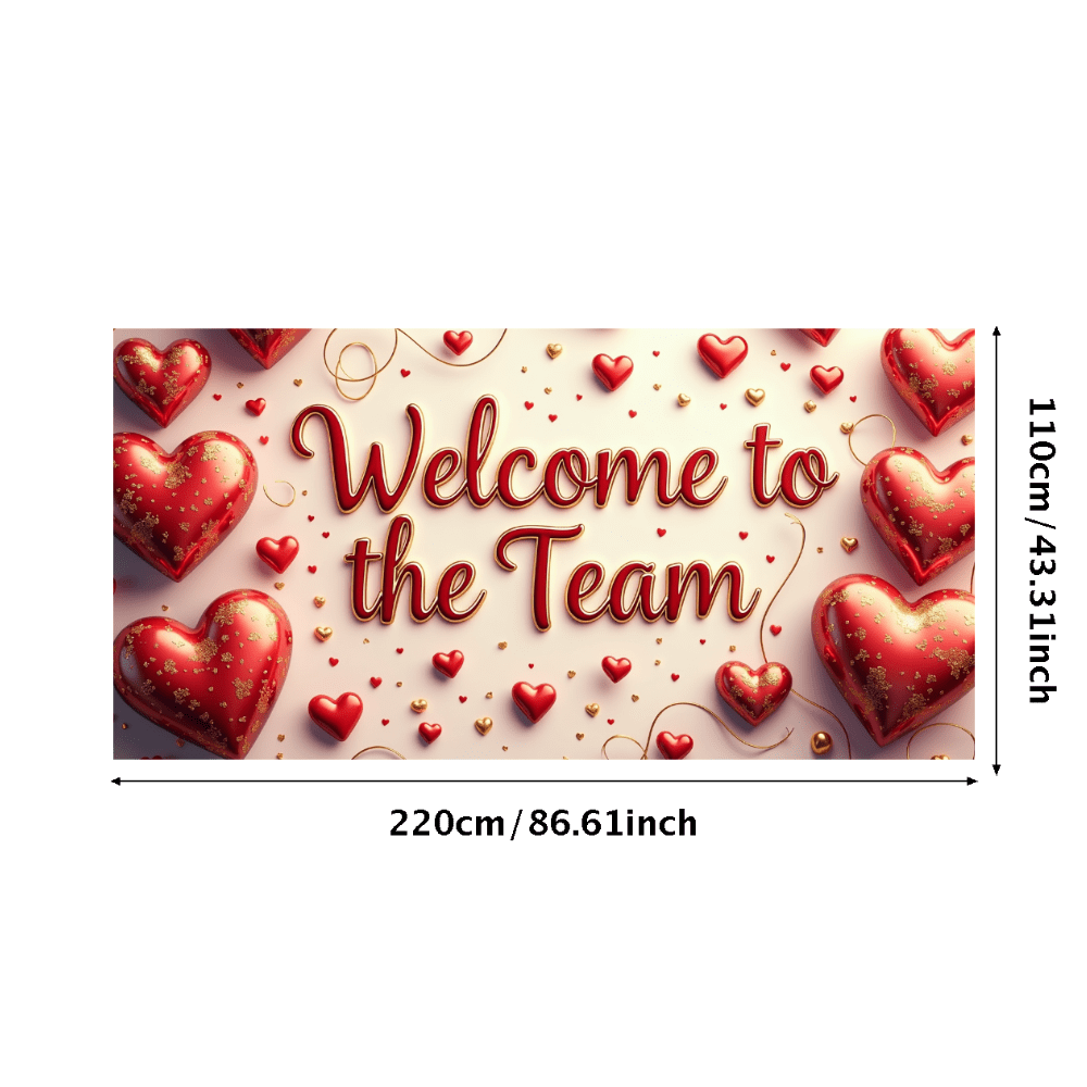 LUUFILx Welcome To The Team Banner Red Heart Design Decoration Ribbon ...