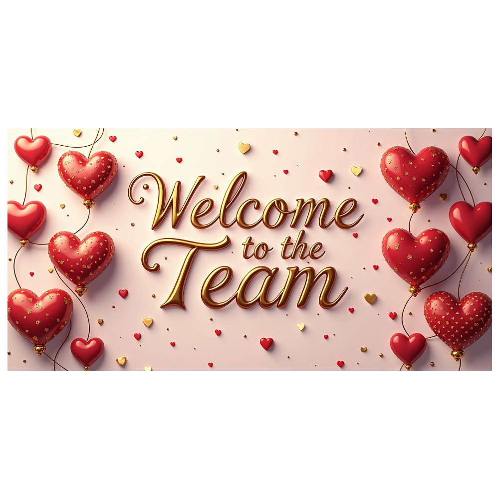 LUUFILx Welcome To The Team Banner Red Heart Design Decoration Ribbon ...