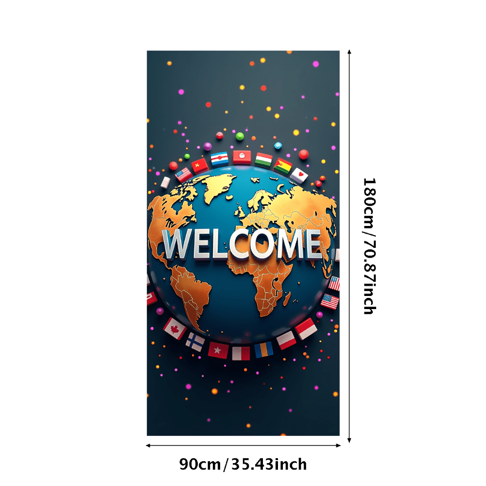LUUFILx Welcome World Map Background Banner Multinational Flags ...