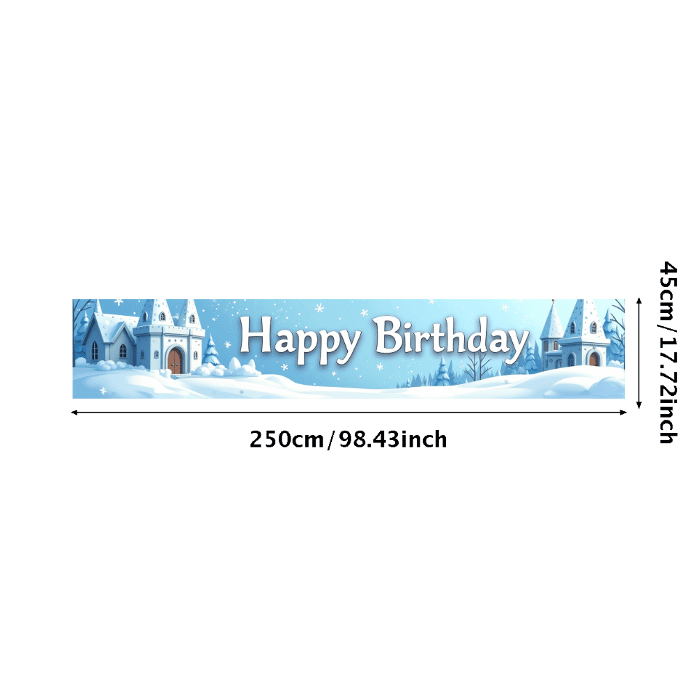 LUUFILx Winter Wonderland Happy Birthday Banner Snowy Castle Backdrop ...