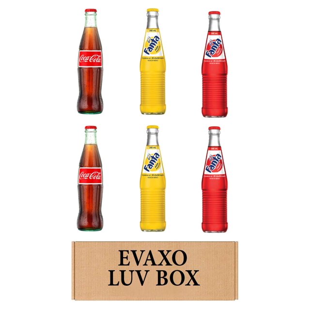 LUV BOX- variety soda GLASS BOTTLES 12 oz. pack of 6 , COCA-COLA DE ...