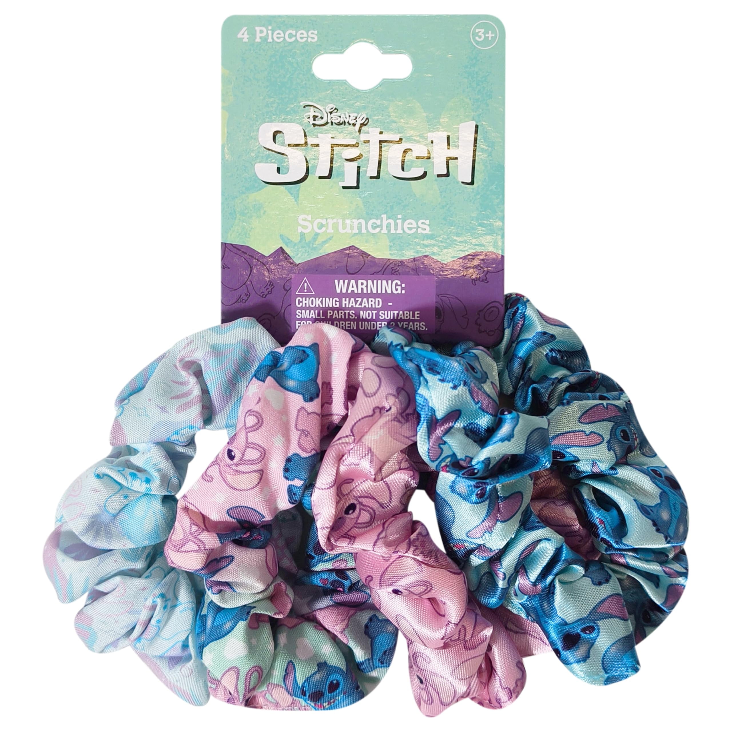 LUV HER Disney Stitch Scrunchies for Girls of All Ages - 4 Large Hair ...