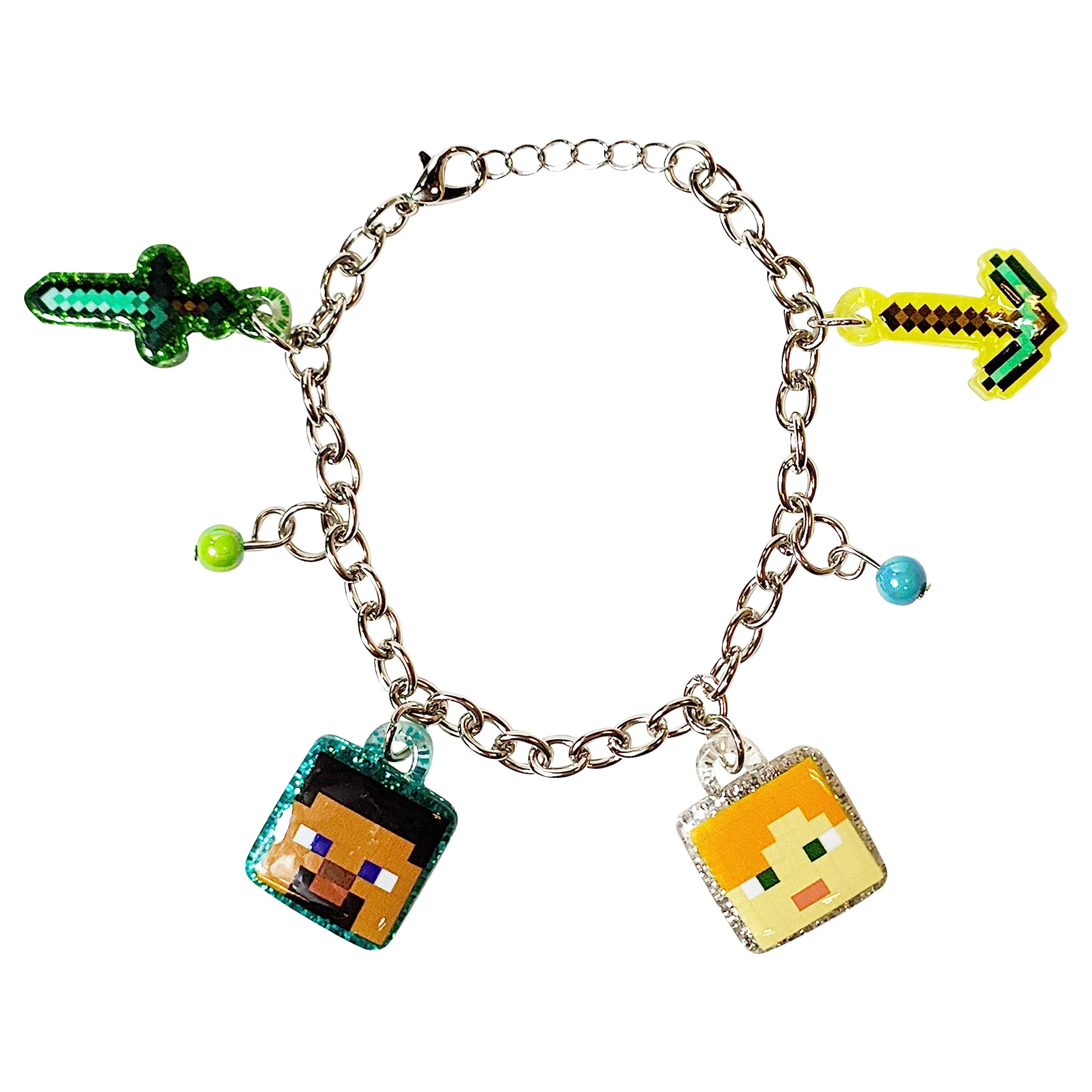 LUV HER 7" Minecraft Bracelet with Metal Charms - Minecraft -Ages 3 ...
