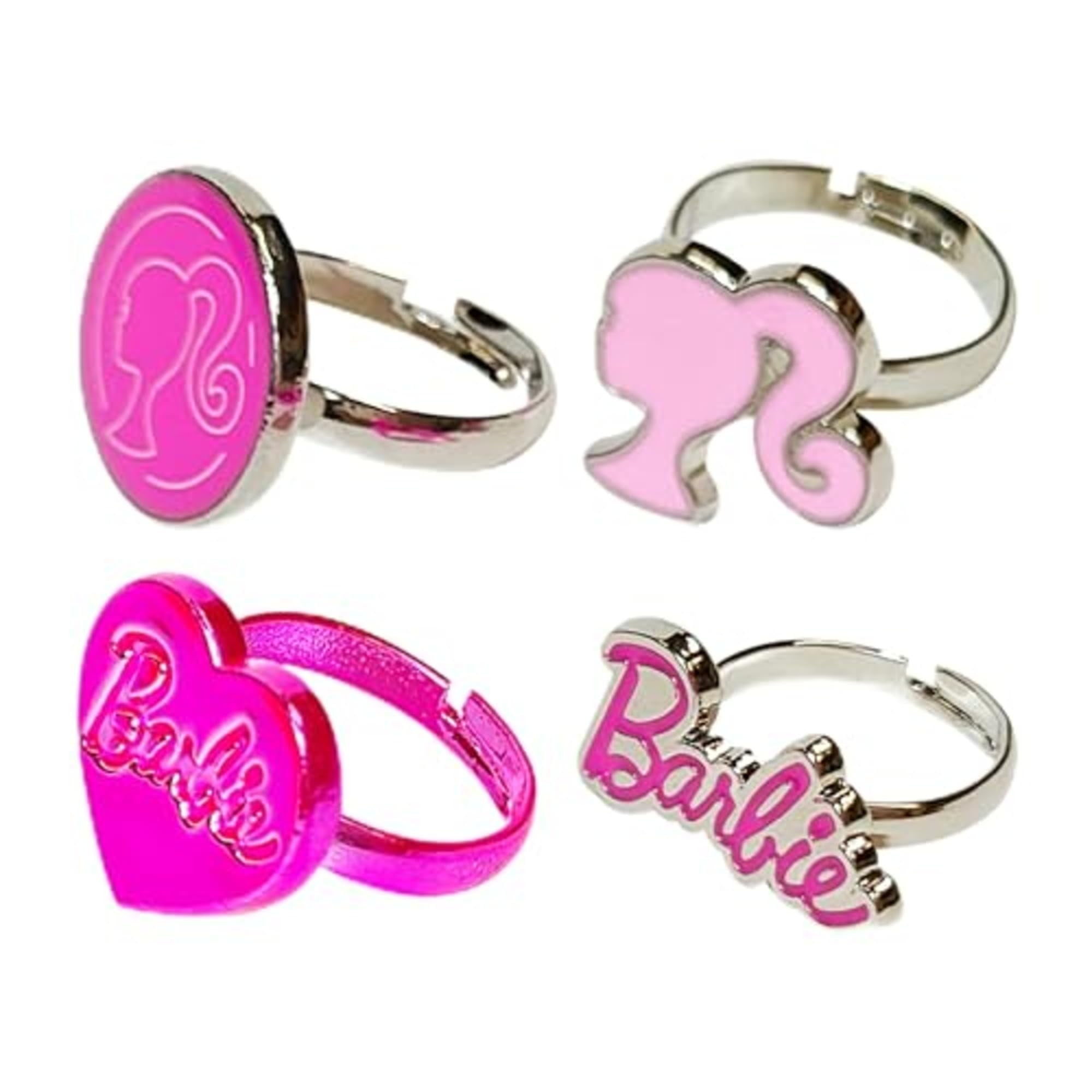 LUV HER Barbie Adjustable Rings, 4-Piece, Pink - Walmart.com