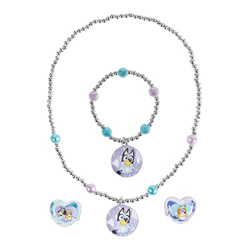 LUV HER Bluey Girls 4-Piece Toy Jewelry Box Set with Bead Necklace ...